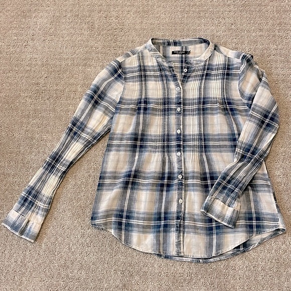 Max Jeans | Tops | Max Jeans Blue Plaid Button Down Long Sleeve Top ...